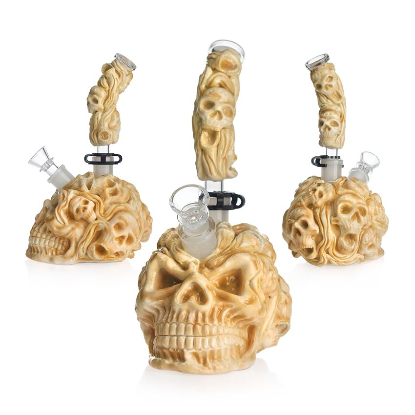 OLS 25cm Bone Skull Tower Glass Bong – Horror Sculpted Edition