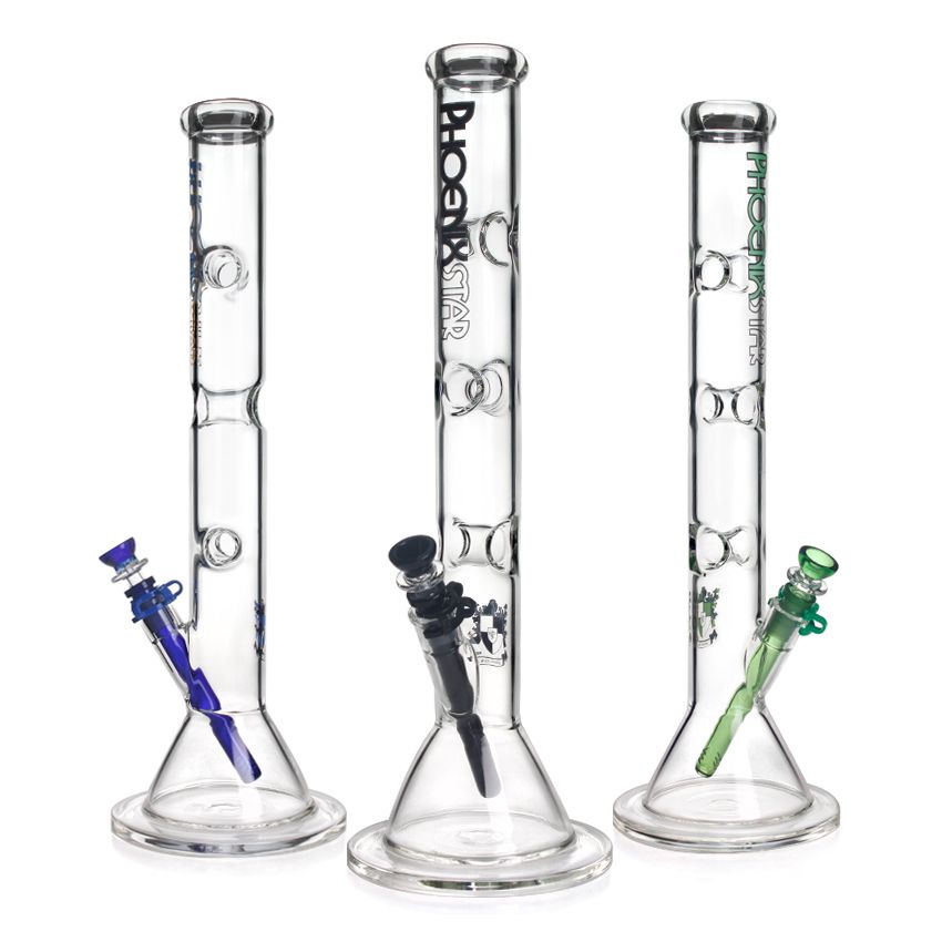 Phoenixstar 19" Ice Beaker Bong – Triple Ice Notch Tall Glass Pipe