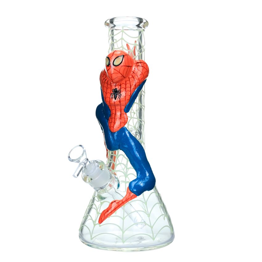 OLS FULL GLASS BONG 7MM SPIDERMAN