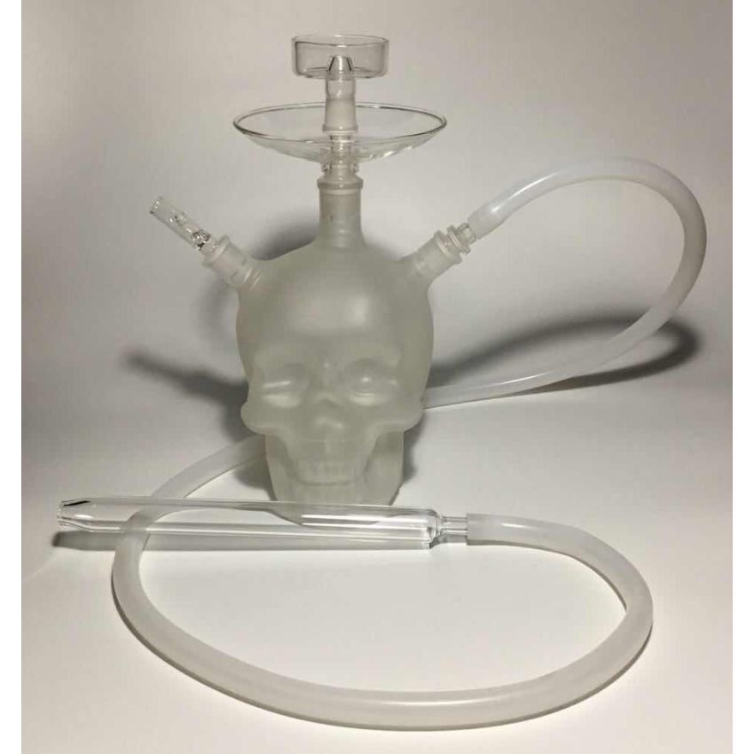 FULL GLASS SANDBLASTING SKULL HOOKAH WITH LED LIGHT